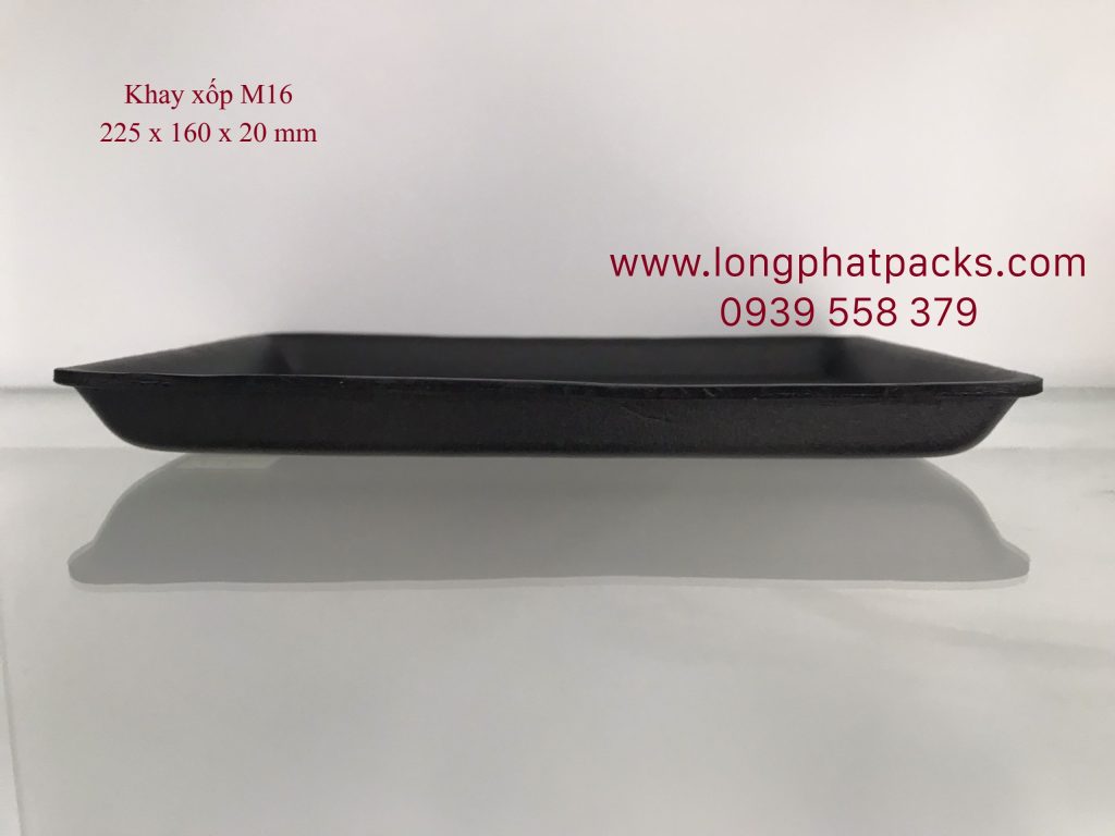 KHAY XỐP M16 ĐEN - BAO BÌ LONG PHÁT - ĐÓNG GÓI THỰC PHẨM