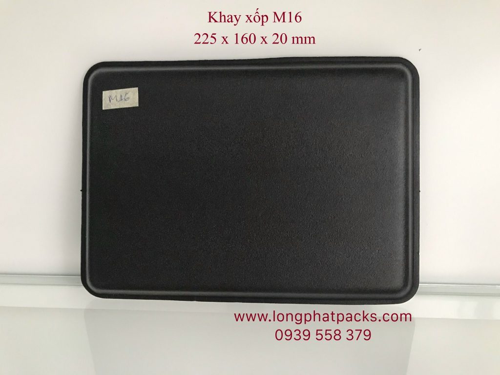 KHAY XỐP M16 ĐEN - BAO BÌ LONG PHÁT - ĐÓNG GÓI THỰC PHẨM