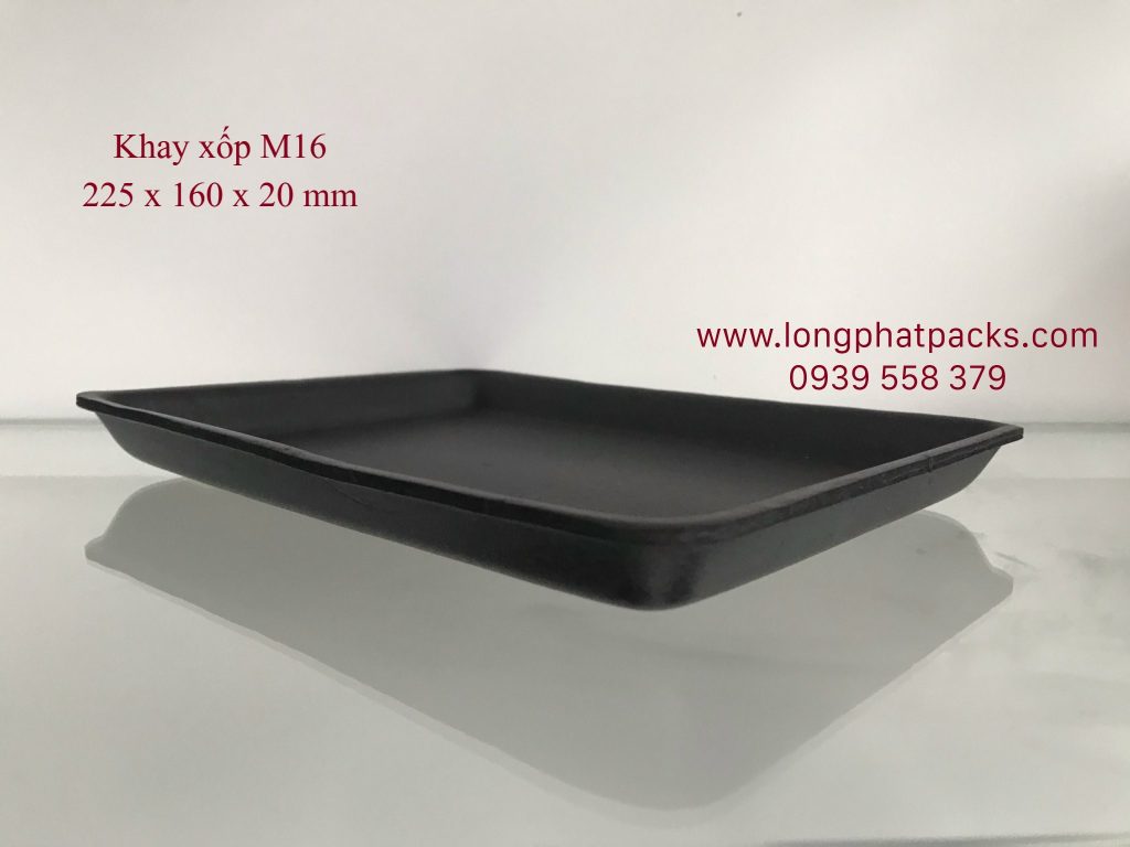 KHAY XỐP M16 ĐEN - BAO BÌ LONG PHÁT - ĐÓNG GÓI THỰC PHẨM
