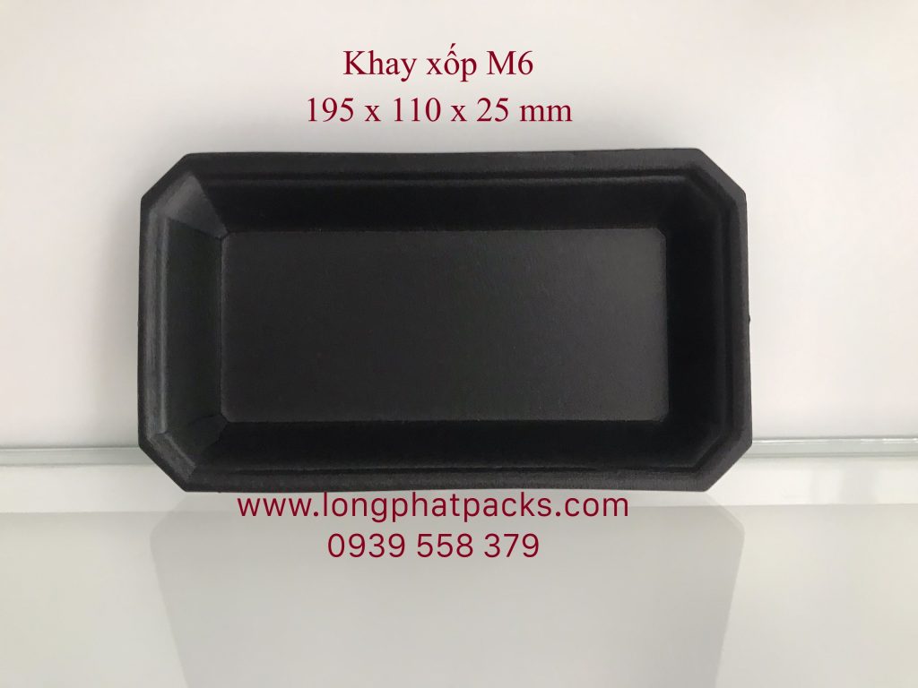 KHAY XỐP M16 ĐEN - BAO BÌ LONG PHÁT - ĐÓNG GÓI THỰC PHẨM