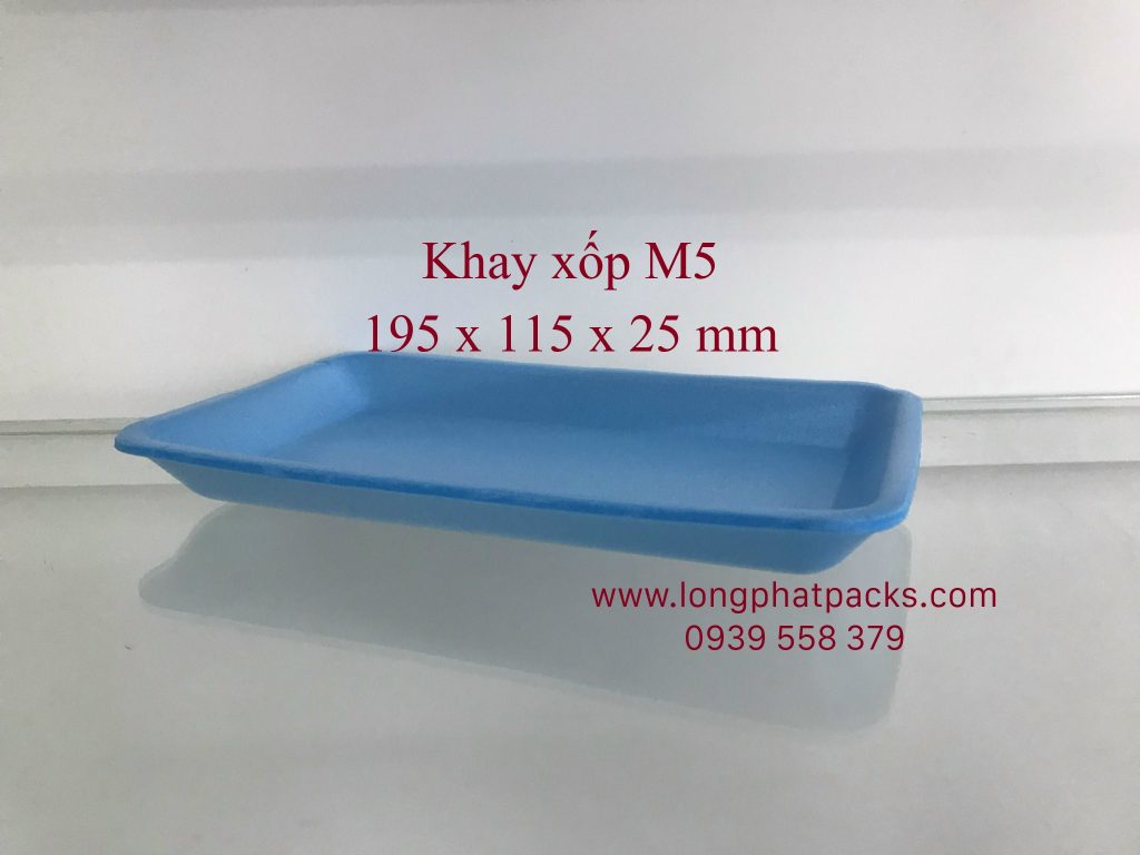 KHAY XỐP M5 XANH - KHAY XỐP ĐỰNG THỰC PHẨM